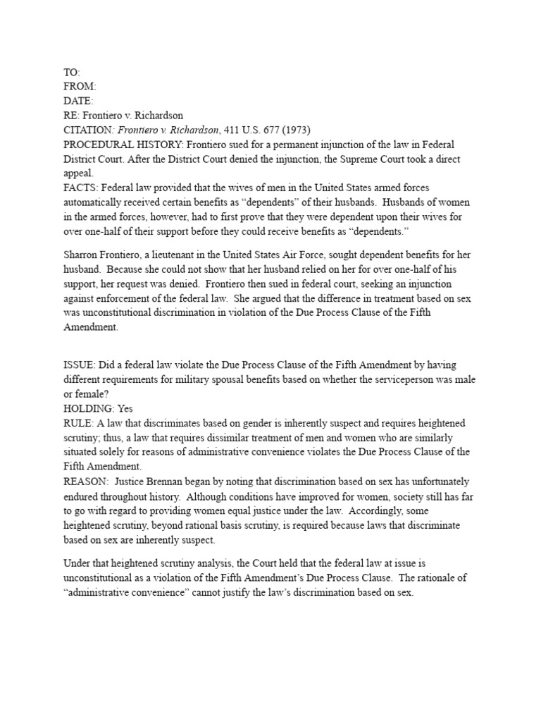 Equal Protection Case Briefs | Download Free PDF | Romer V. Evans | Frontiero V. Richardson