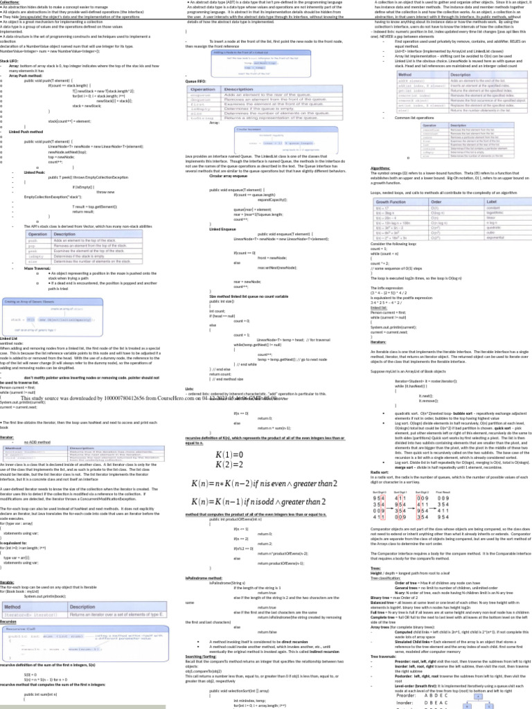 Final_Exam_Cheat_Sheet.docx | PDF | Queue (Abstract Data Type) | Method (Computer Programming)
