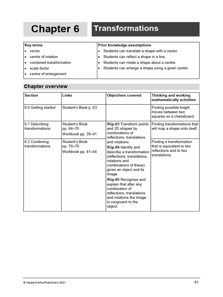Transformations: Chapter Overview | PDF | Shape | Cartesian Coordinate ...