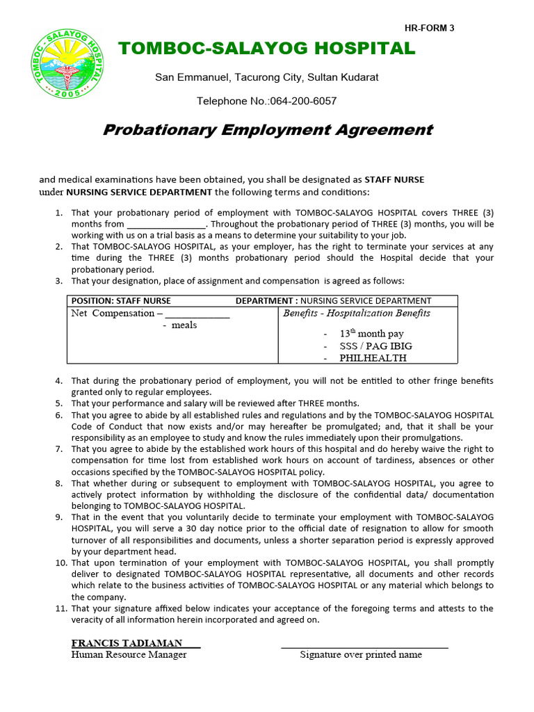 Probee Contract RN 2016 | PDF | Employment | Business