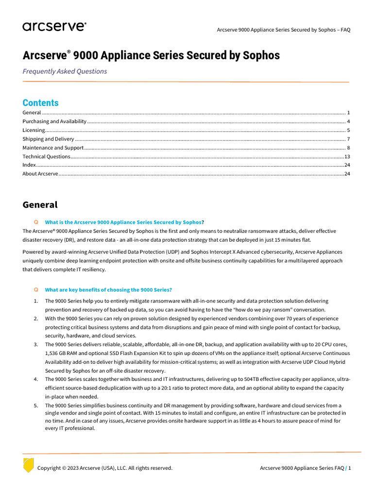 FAQs - Arcserve Appliances 9000 Series | PDF | Cloud Computing | Backup