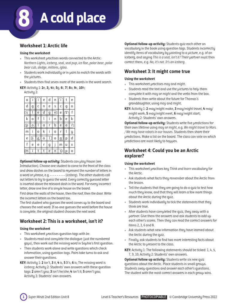 SM2ed Teacher's Resources Worksheet I L6 U8 | PDF | Arctic