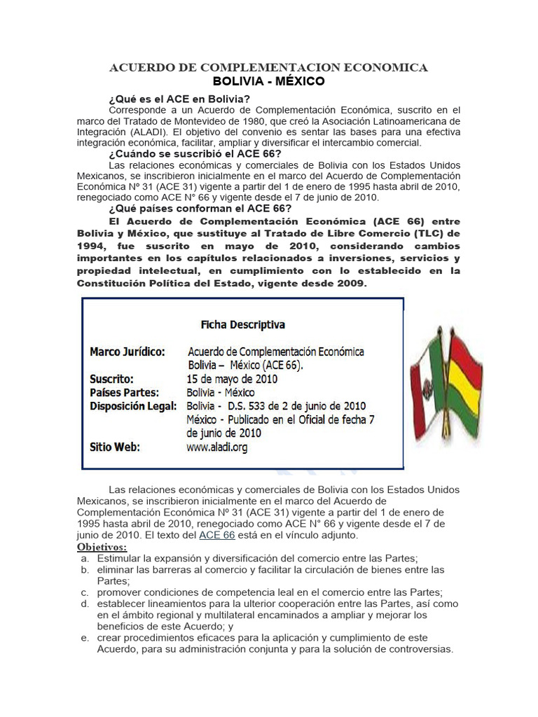 Acuerdo de Complementacion Economica 66 | PDF | Acuerdo General sobre Aranceles Aduaneros y ...