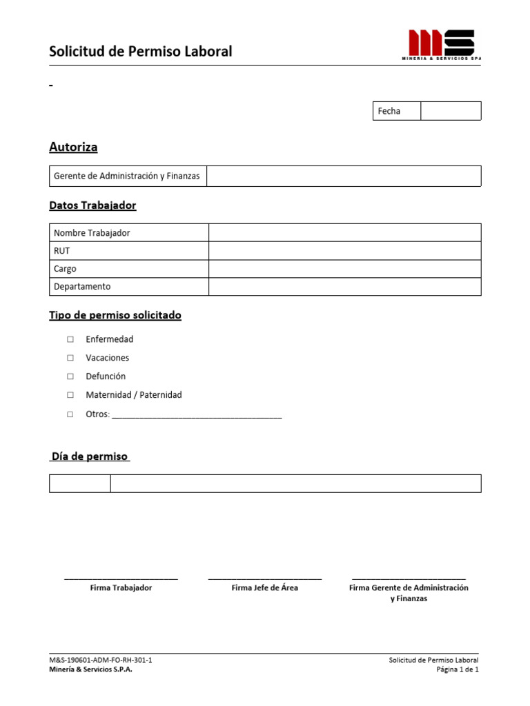 Solicitud de Permiso Laboral 1 | PDF