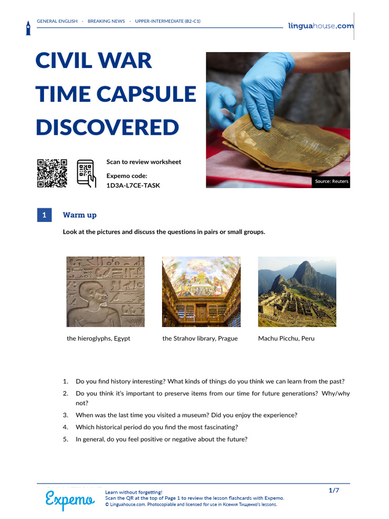 Civil War Time Capsule Discovered British English Student | PDF
