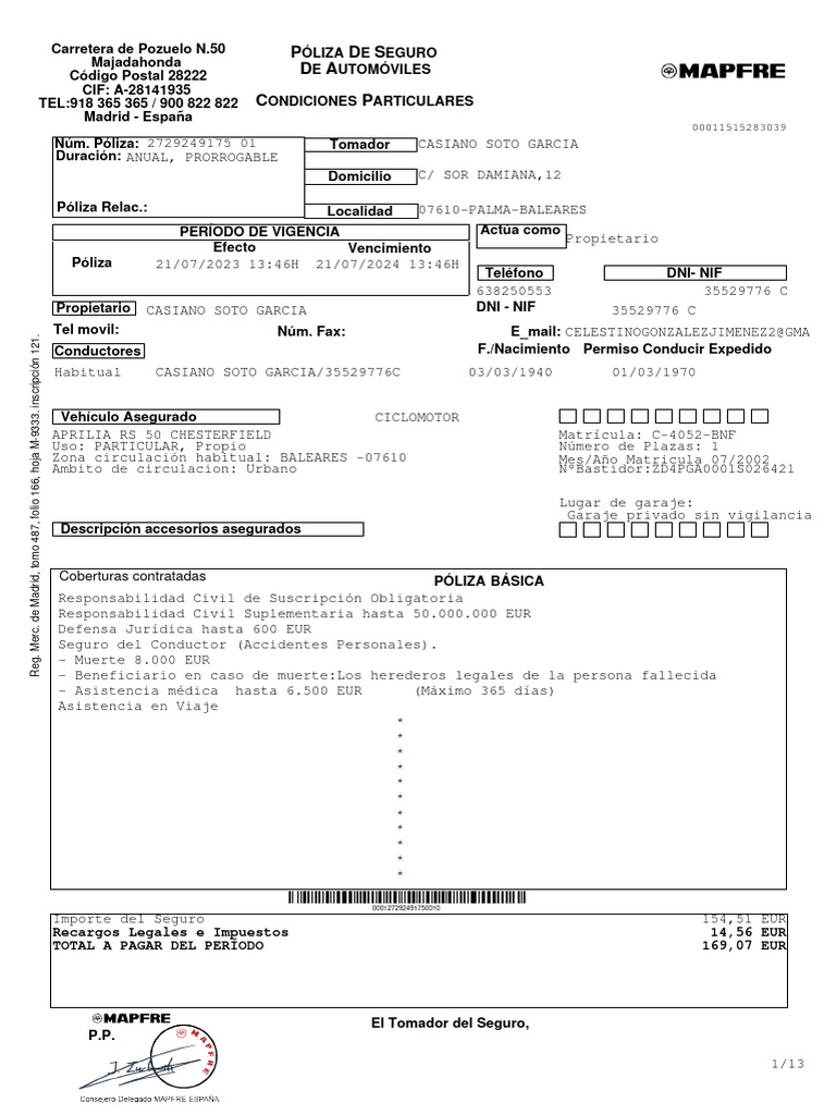 Poliza Mapfre | PDF | Seguro | Póliza de seguros