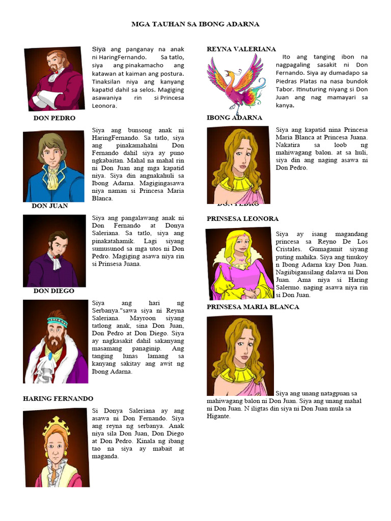 Mga Tauhan Sa Ibong Adarna | PDF Mga Tauhan Sa Ibong Adarna | PDF