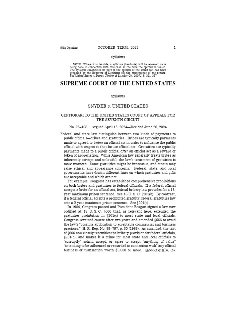 SCOTUS | PDF | Bribery | Supreme Court Of The United States