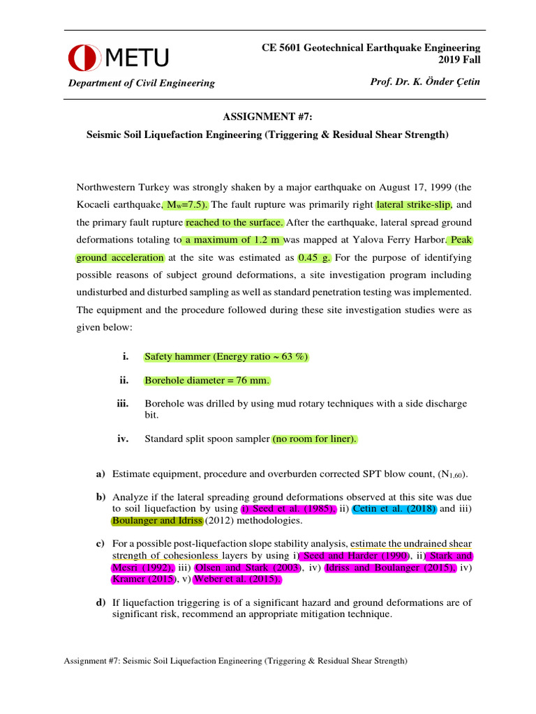 Assignment 7 | PDF | Earthquakes | Geotechnical Engineering
