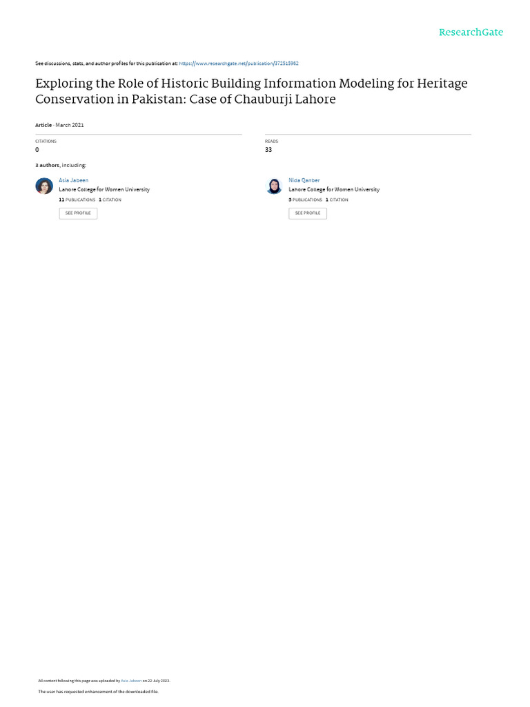 Exploring The Role of Historic Building Information Modeling For Heritage Conservation in ...