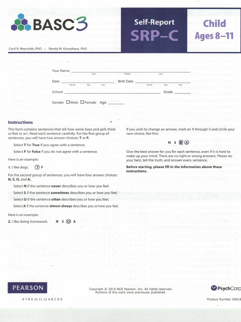 BASC 3 Self R 8 11 | PDF