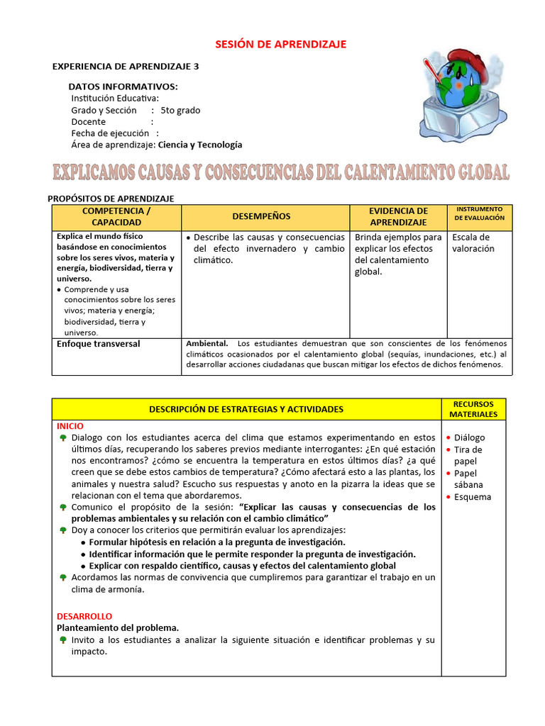 S1 Sesión 3 Explicamos Causas y Consecuencias Del Calentamiento Global ...
