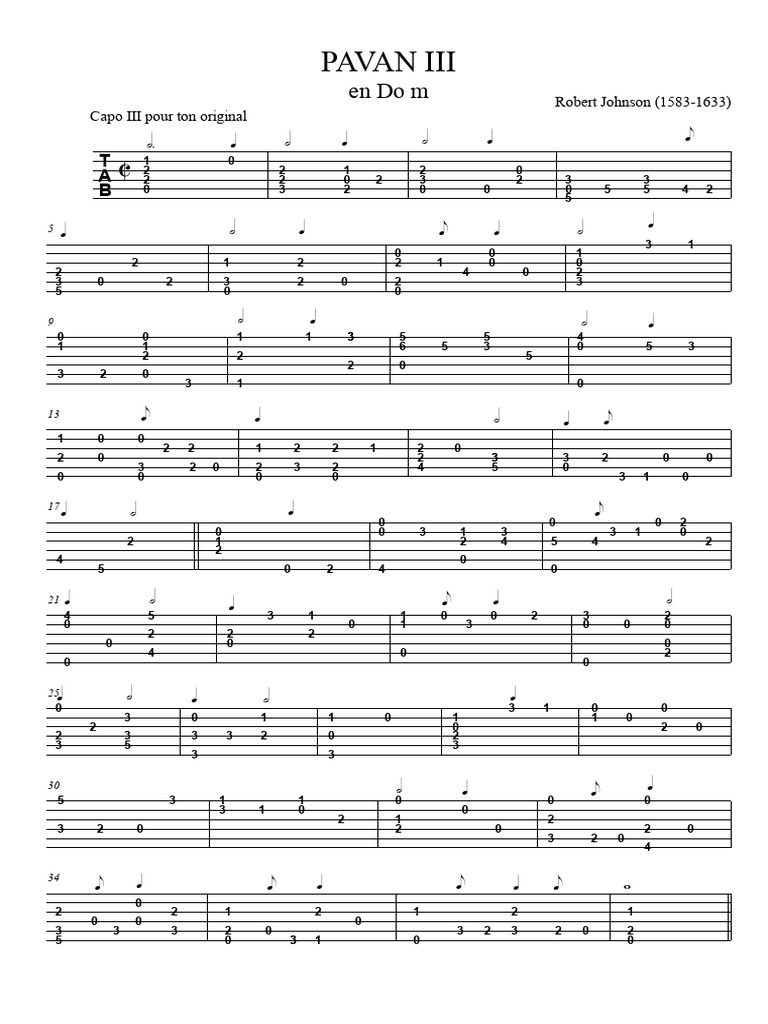 Robert Johnson - Pavan III (V 02) Tab | PDF