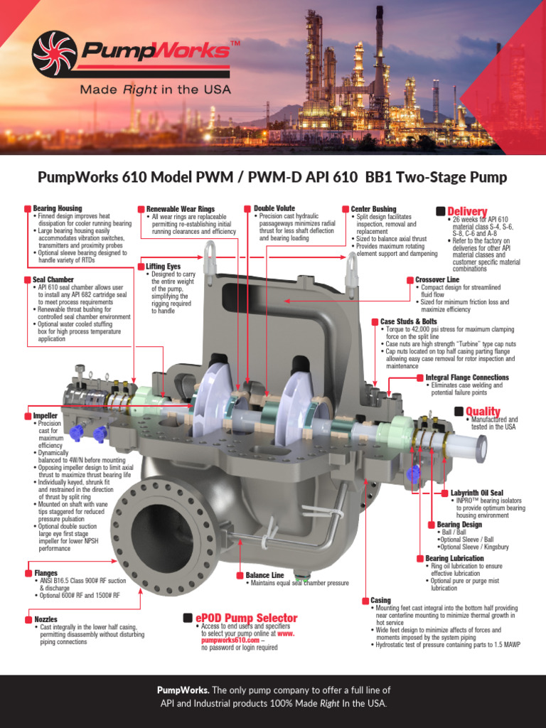 Pumpworks 610 Model PWM / PWM-D Api 610 Bb1 Two-Stage Pump: Delivery ...