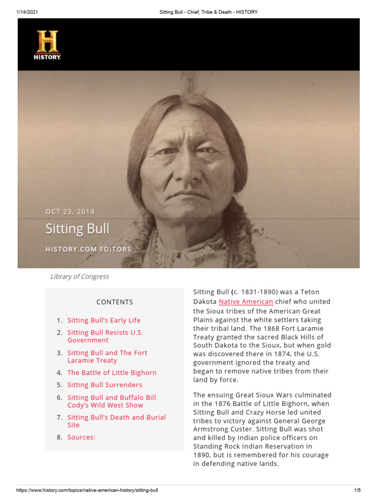 Sitting Bull - Chief, Tribe & Death - HISTORY | PDF | Sioux | Lakota People