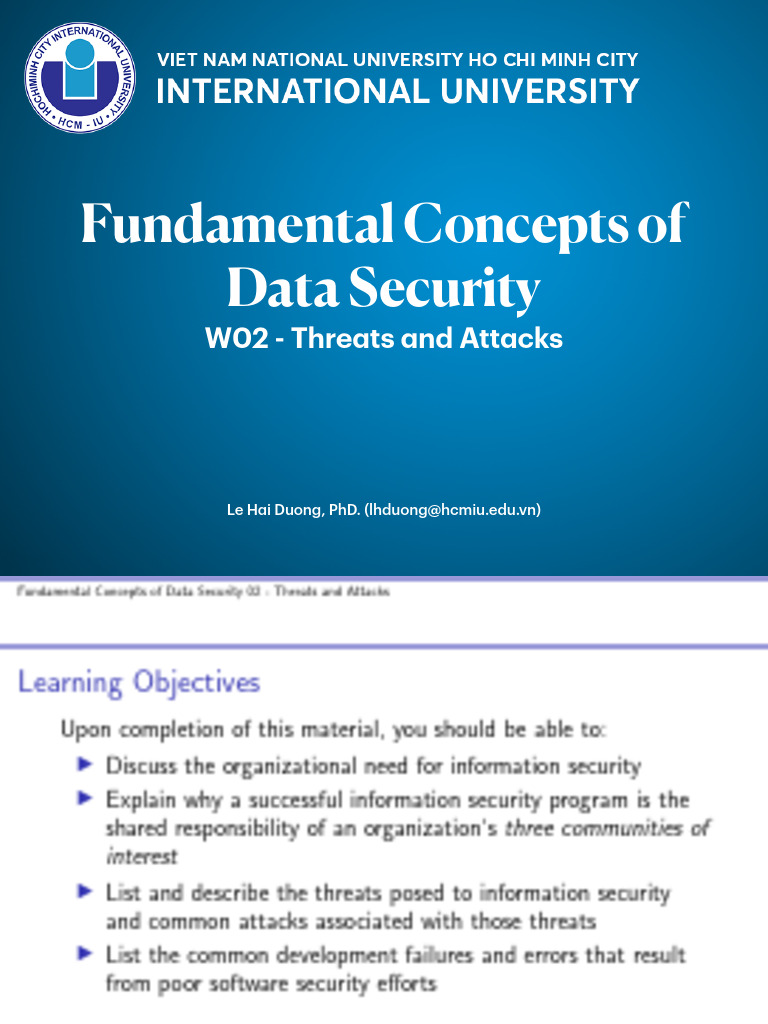 FCoDS - W02 - Threats and Attacks | PDF | Malware | Denial Of Service Attack