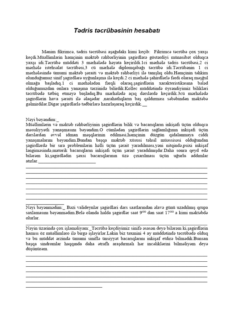 Hesabat-Şahnazarova Mehriban 3 | PDF