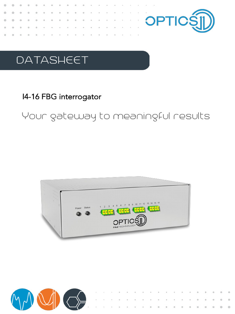 I4-16 FBG Interrogator - Datasheet | PDF | Sensor | Computer Network