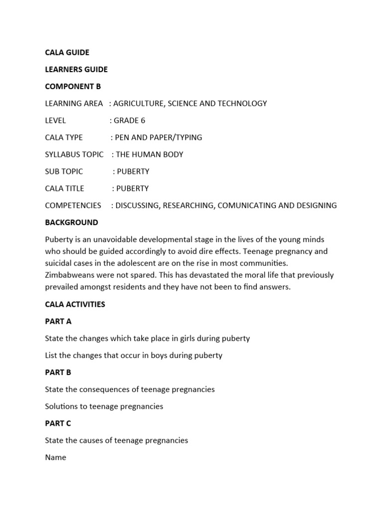 Puberty Learner Pdf Puberty Testicle