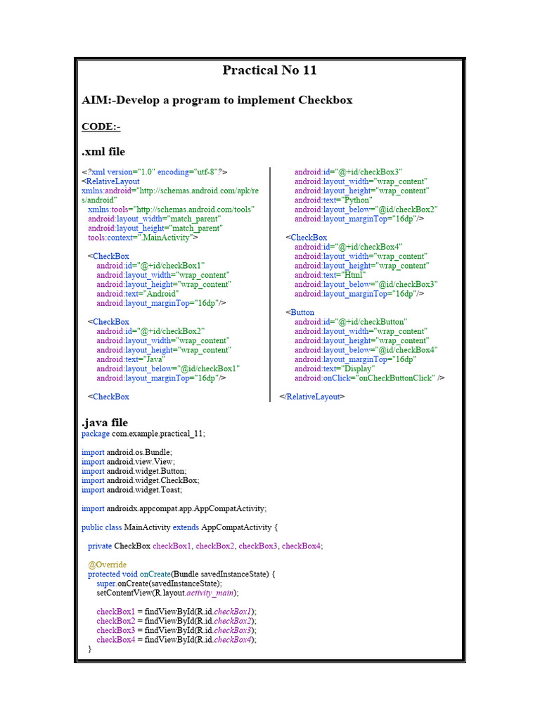Practical No 11 | PDF | Android (Operating System) | String (Computer Science)