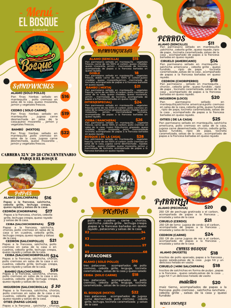 Menu Bosque Burguer | PDF | Salchicha | Papas fritas