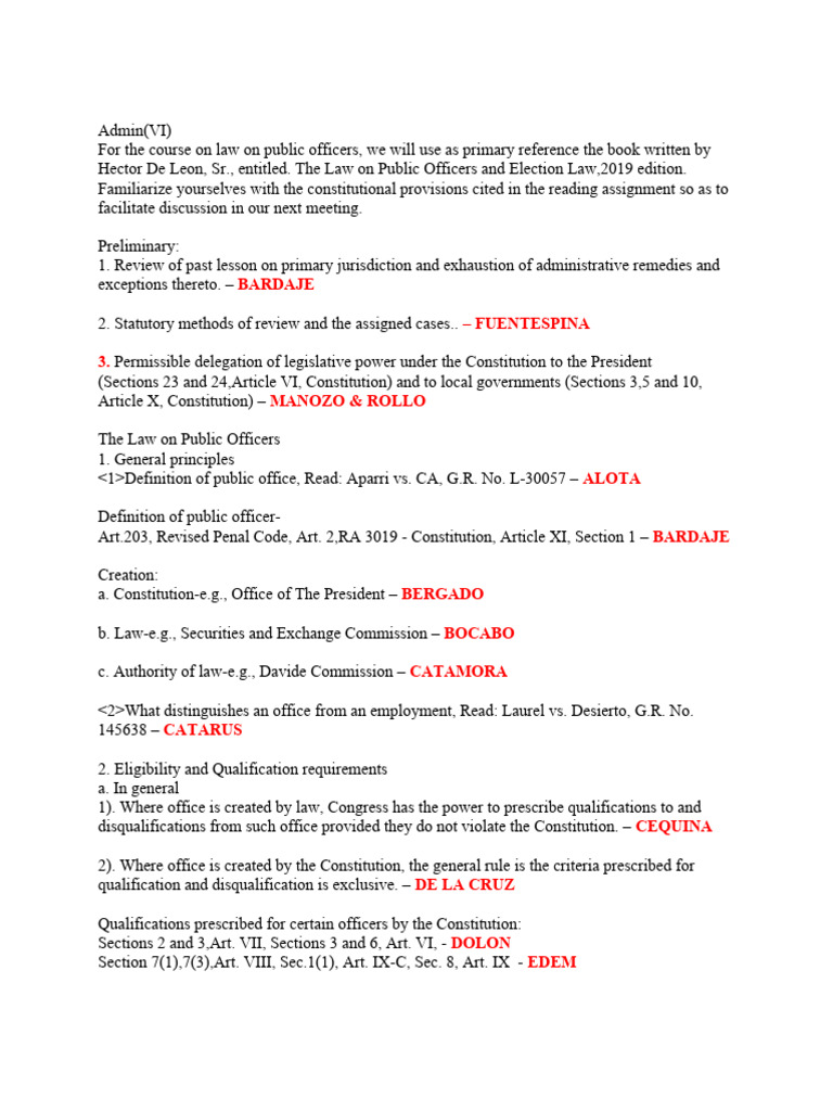 Assigned-Cases Admin-VI CKC | PDF | Constitution | Statutory Law