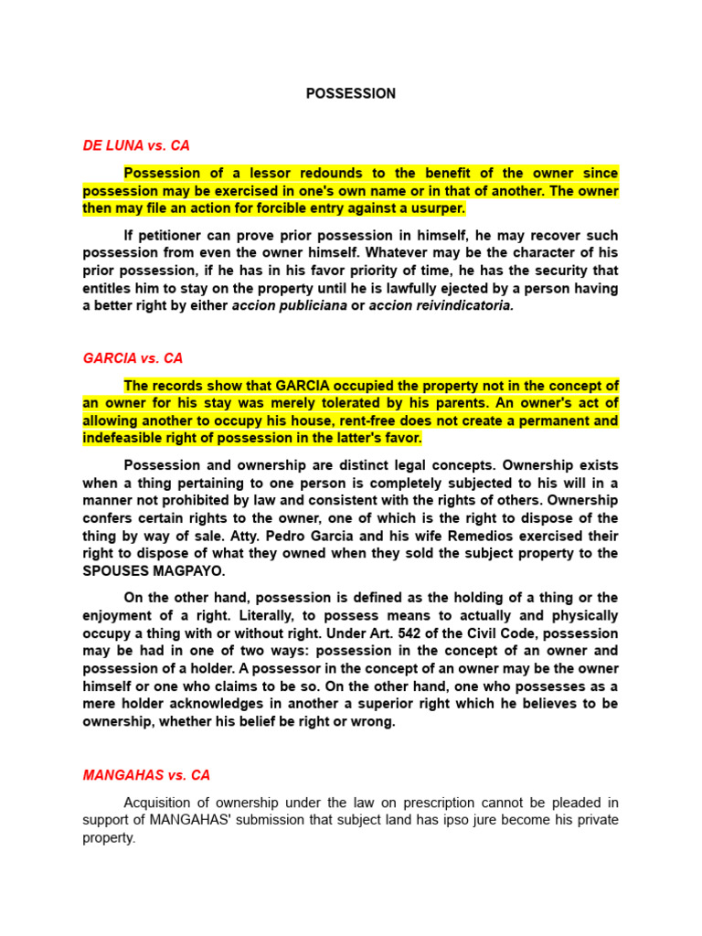 POSSESSION-AND-USUFRUCT | Download Free PDF | Adverse Possession | Property