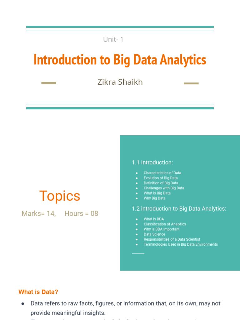 Unit 1 - ETI (BDA) | PDF | Data Science | Analytics