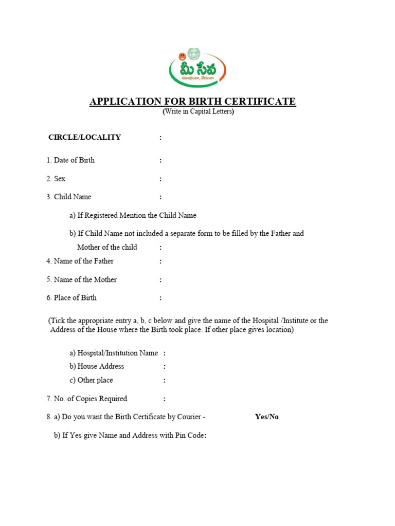 Birth and Death Certificate GHMC | PDF | Birth Certificate | Government ...
