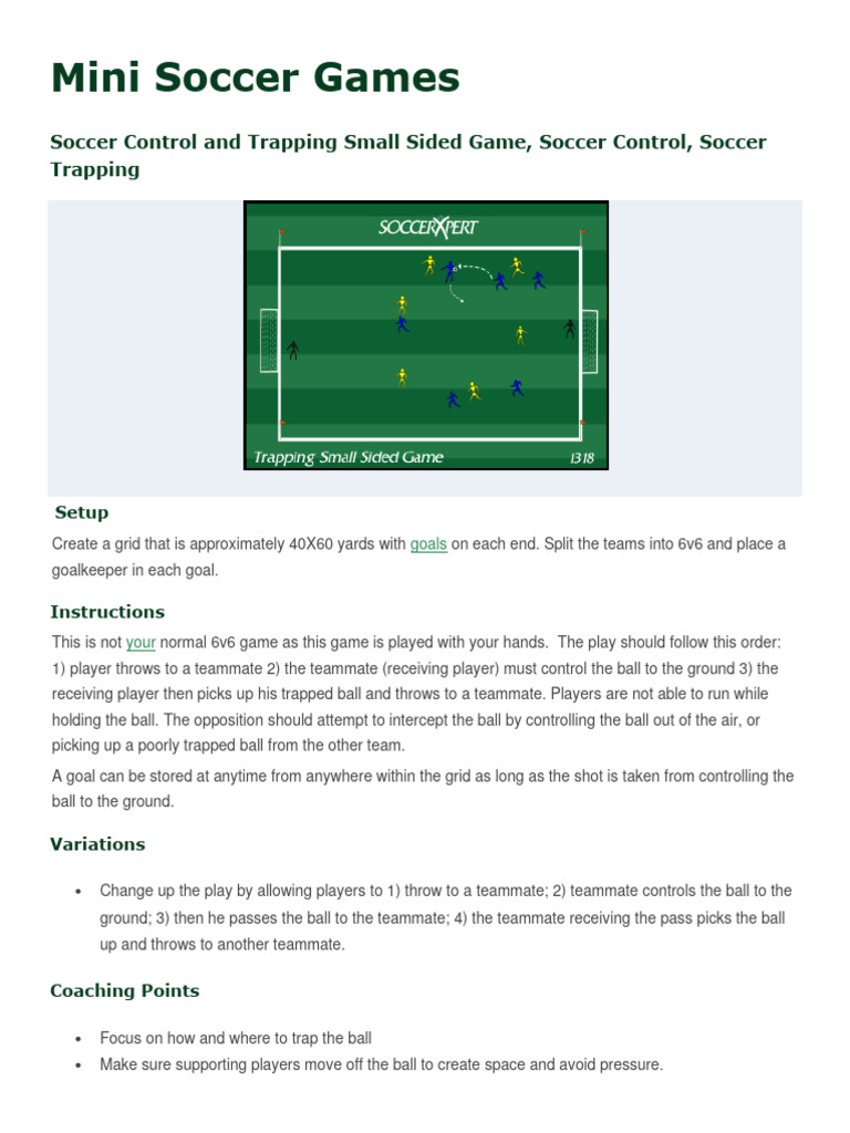 Mini Soccer Games for Skill Development | PDF | Association Football ...