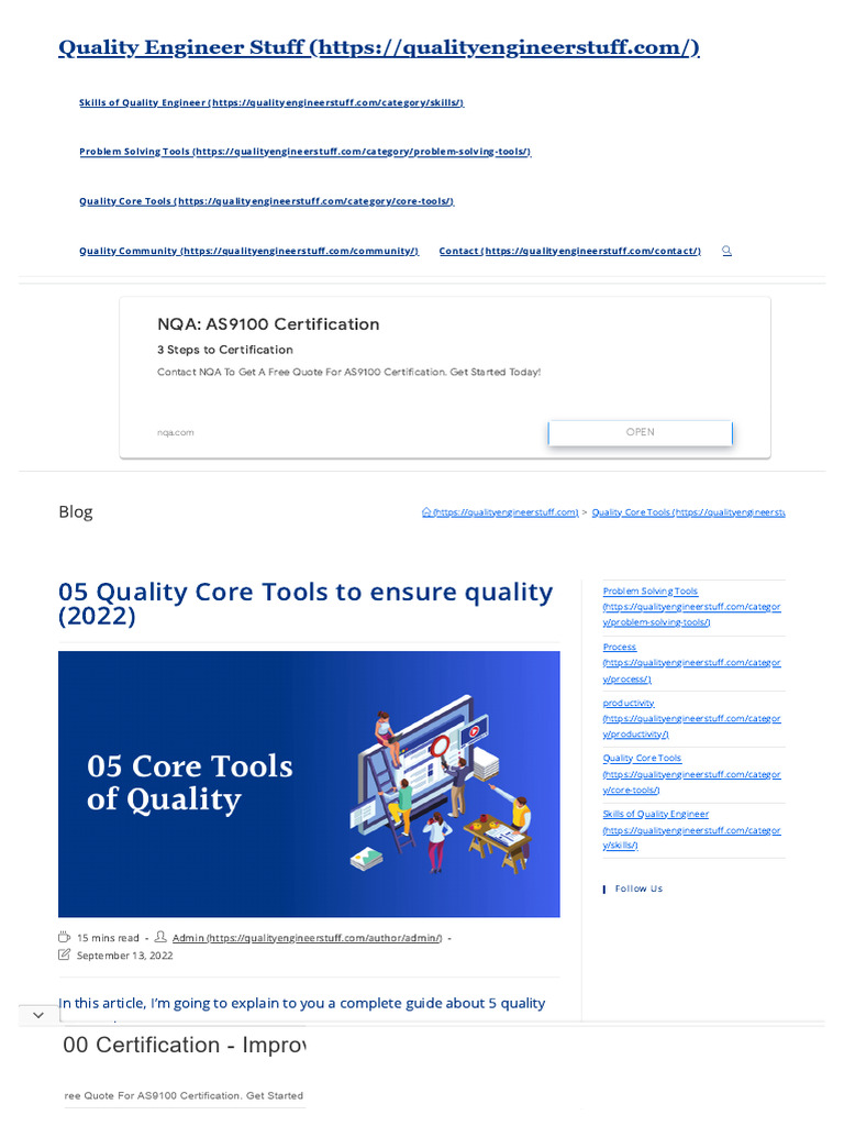 05 Quality Core Tools To Ensure Quality (2022) - Quality Engineer Stuff ...