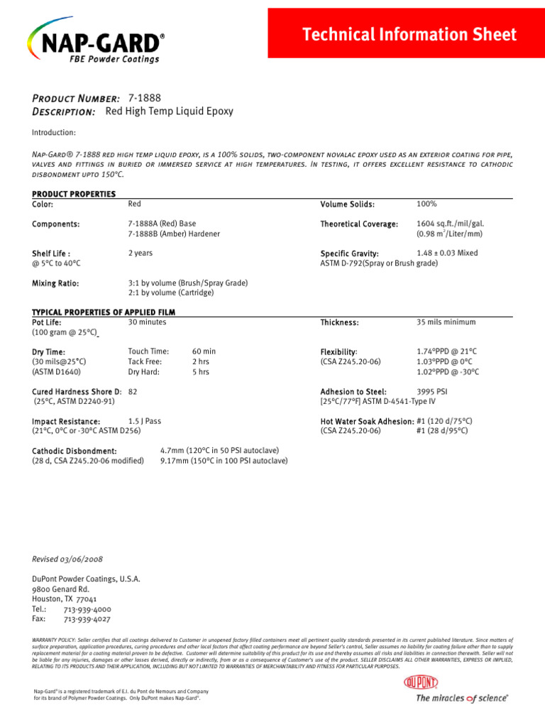 7-1888 TDS Red High Temp Liquid Epoxy NOVALAC | PDF | Epoxy ...