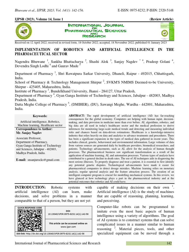 15 Vol 14 Issue 1 January 2023 IJPSR RE 5709 | PDF | Artificial ...