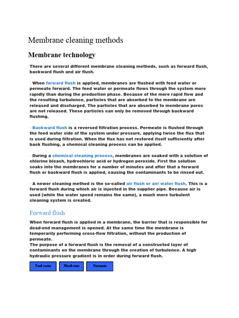 Membrane Cleaning Methods | PDF | Membrane | Chemistry