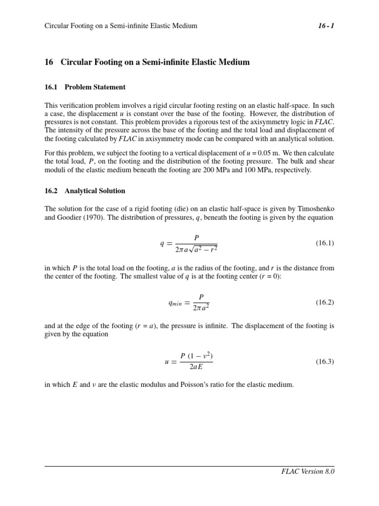 Circular Footing On A Semi-Infinite Elastic Medium | PDF | Elasticity (Physics) | Mechanics