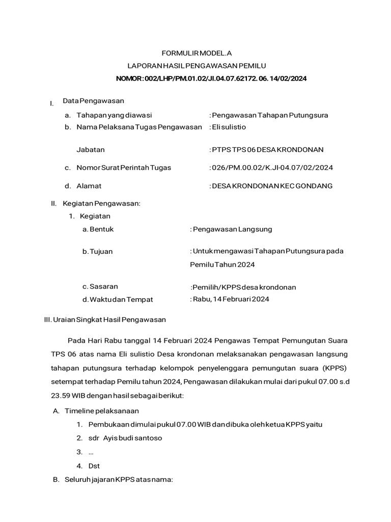 Nomor:002/lhp/pm 01 02/ji 04 07 62172 06 14/02/2024 | PDF | Politik | Ilmu Sosial