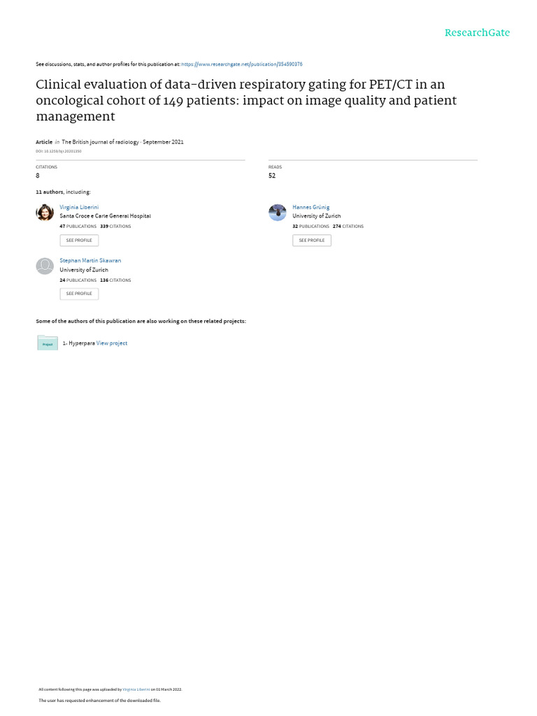 Clinical-Evaluation-Of data-driven-respiratory-gating-GE | PDF | Positron Emission Tomography ...