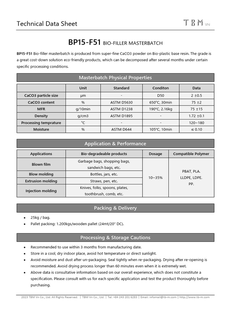 TDS - BP15-F51 - (Bio Film) | PDF | Organic Polymers | Materials