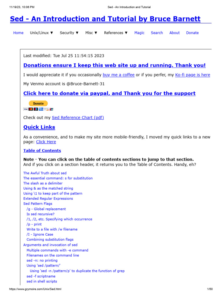 Sed An Introduction And Tutorial Pdf Regular Expression Software Engineering 