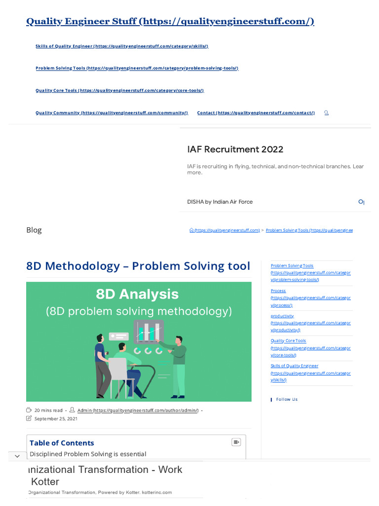 8D Methodology - Problem Solving Tool - Quality Engineer Stuff | PDF | Expert | Six Sigma