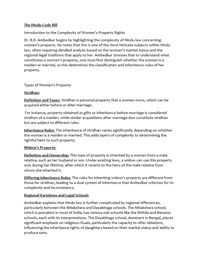 The Hindu Code Bill 4 | PDF | Inheritance | Property