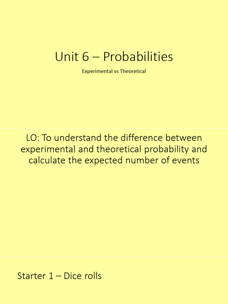 Experimental vs Theoretical Probability | PDF | Probability | Expected ...