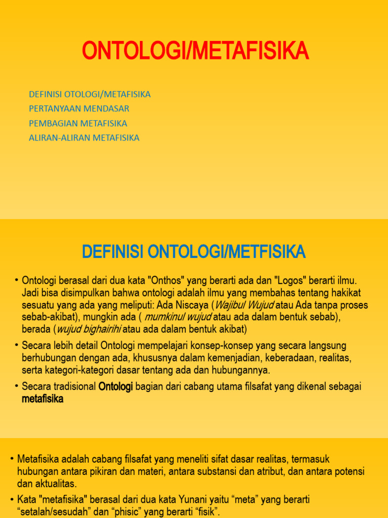 Definisi dan Aliran Ontologi Metafisika | PDF
