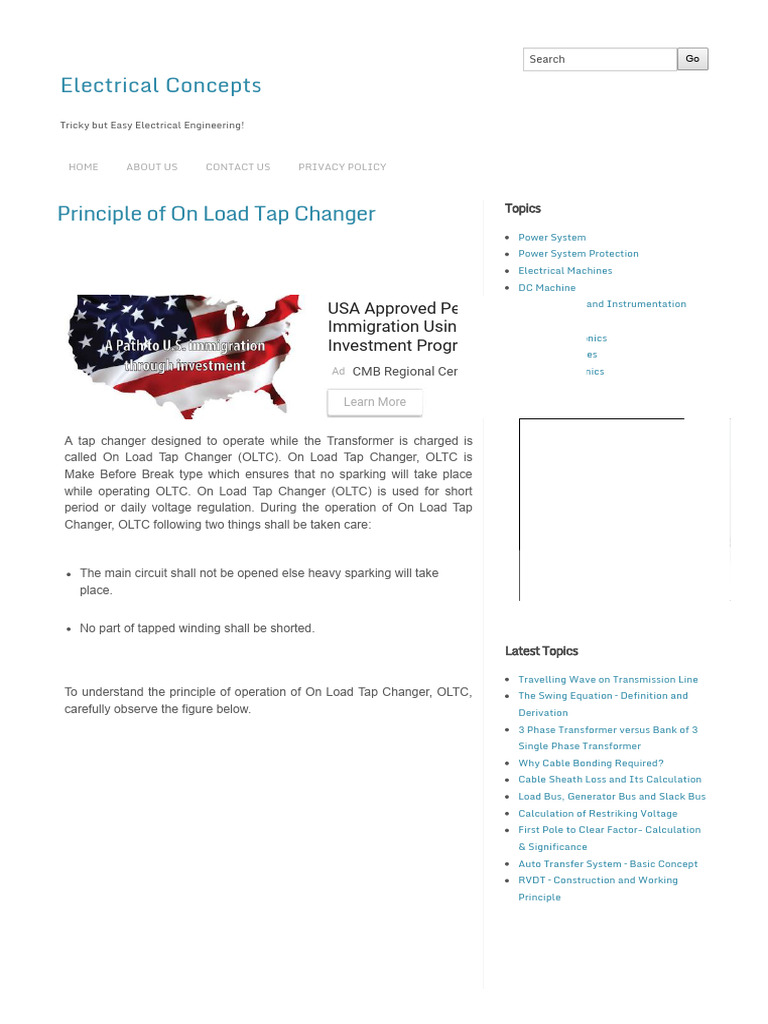 On Load Tap Changer (OLTC) Explained | PDF | Transformer | Inductor