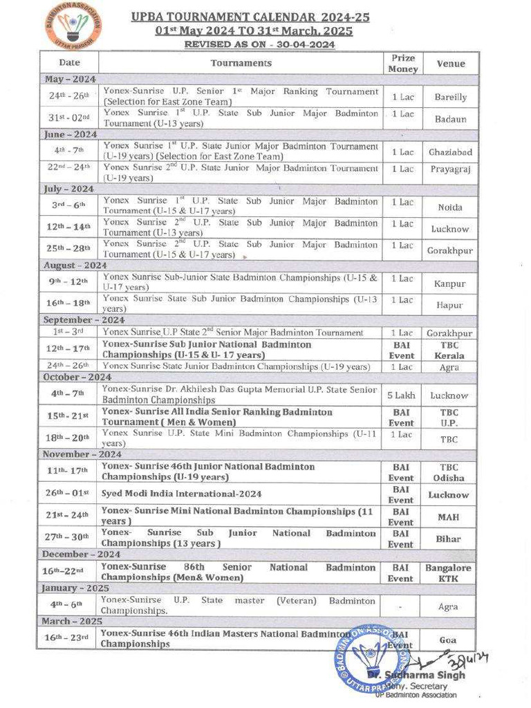 Revised Upba Calander 2024 25 | PDF