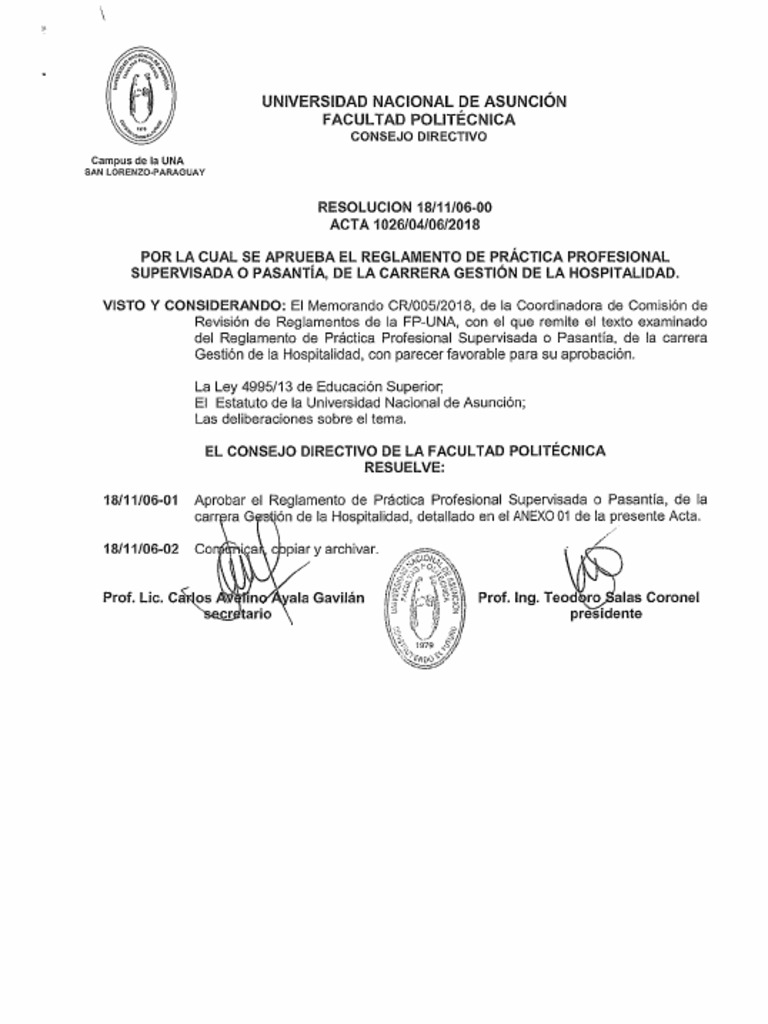 Reglamento de Practica Profesional Supervisada o Pasantia | PDF