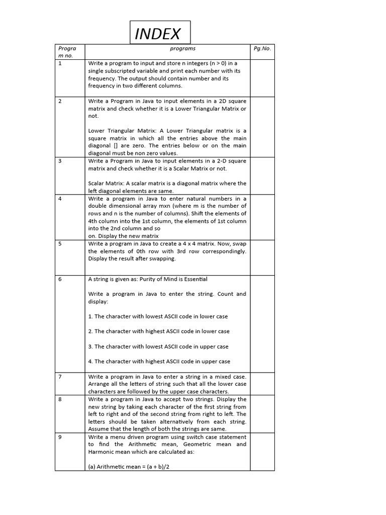 Program No | PDF | Matrix (Mathematics) | String (Computer Science) Program No | PDF | Matrix (Mathematics) | String (Computer Science)