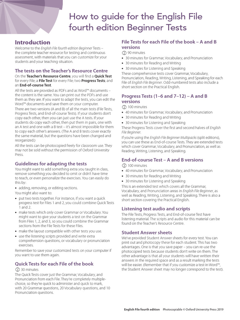 Beginner_Tests_How_To | PDF | English Language | Applied Linguistics