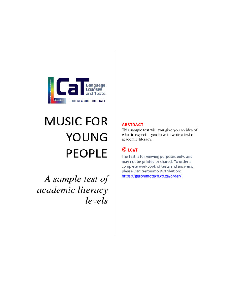 Academic Literacy Sample Test by Albert Weideman | PDF | The Beach Boys ...