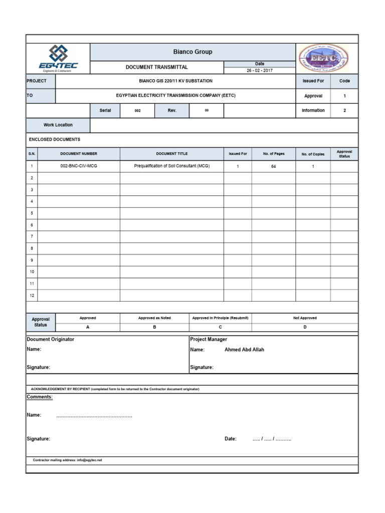 Document Transmittal | Download Free PDF | Electric Power | Electrical ...